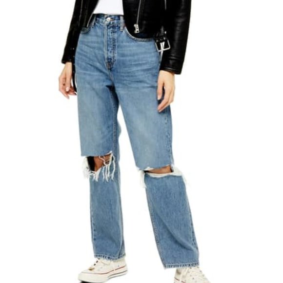 Topshop | Jeans | New Topshop Ripped High Waist Dad Jeans 25 | Poshmark
